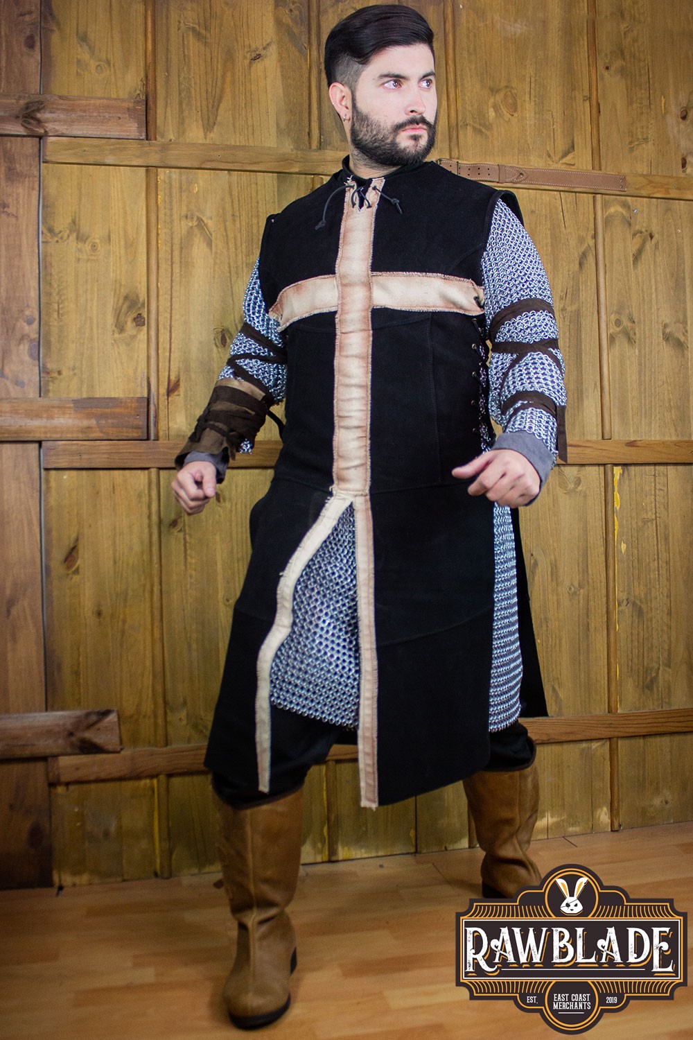 Tabardo de Caballero Cruzado - Negro/Blanco